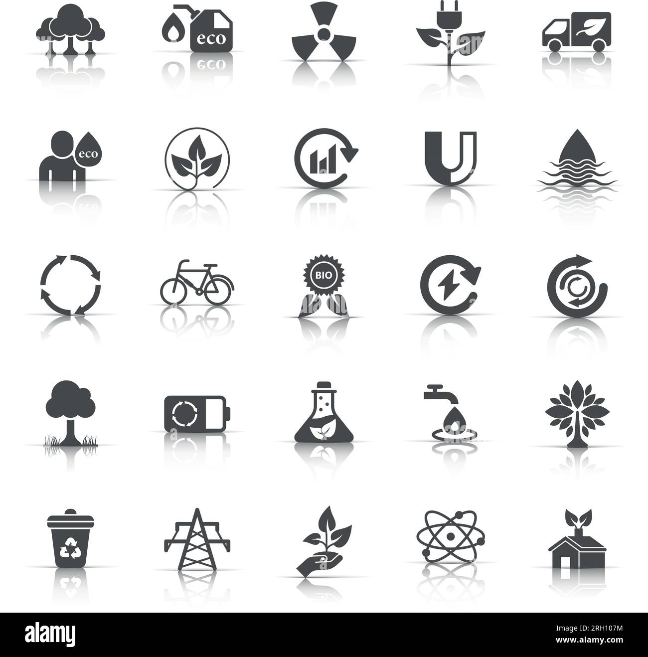 Eco environment icons set in flat style. Ecology vector illustration on ...