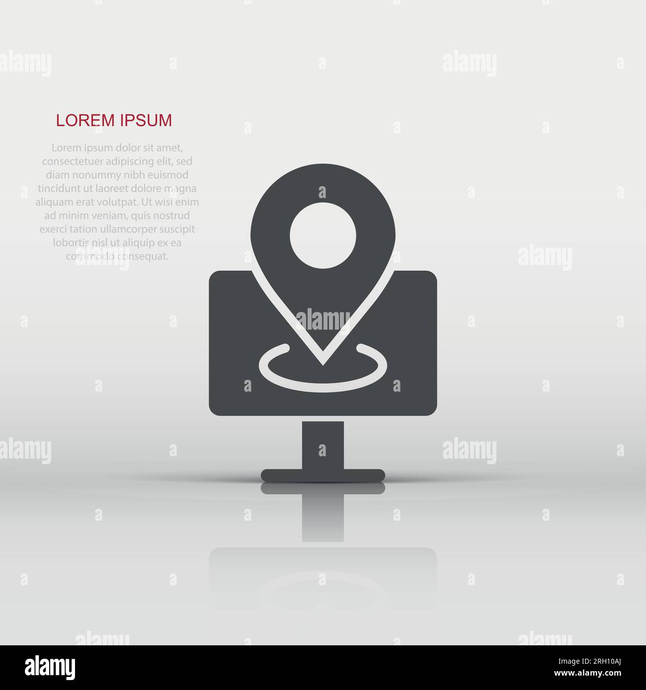 Computer navigation icon in flat style. Monitor pin gps vector illustration on white isolated ...