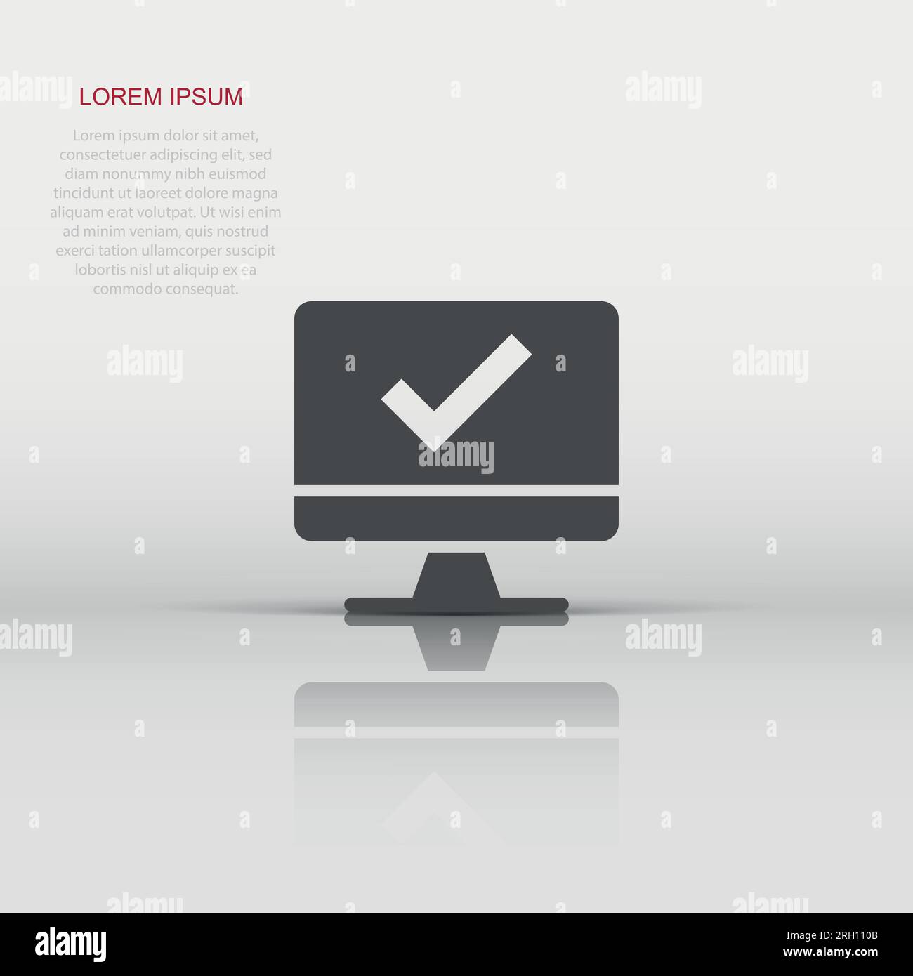 Computer check mark icon in flat style. Survey approval vector ...