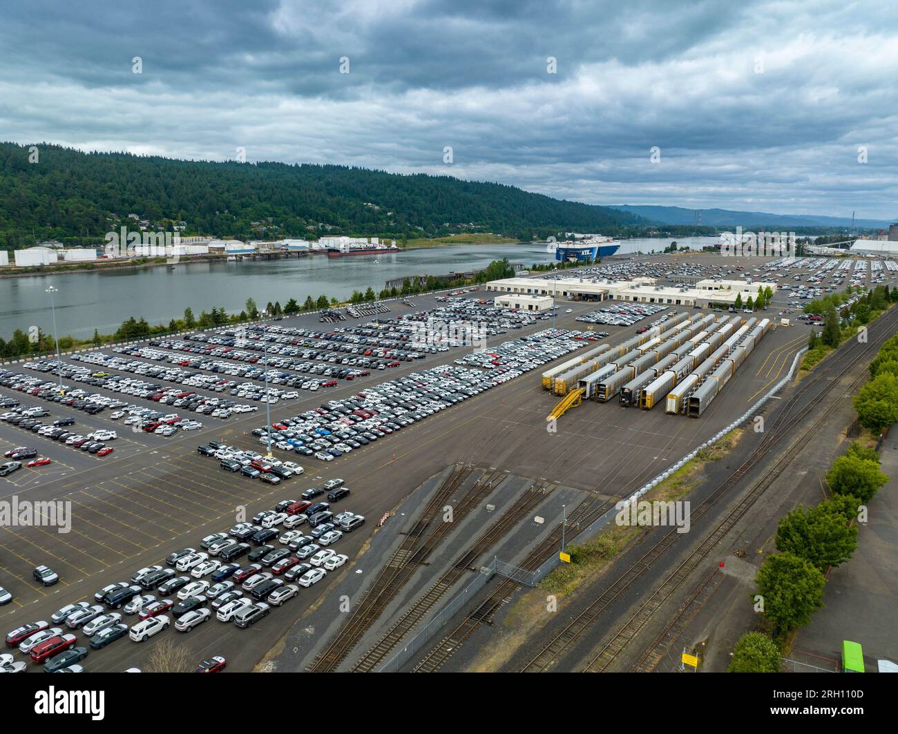 Imported auto storage and transfer yard where cars arrive by ship and ...