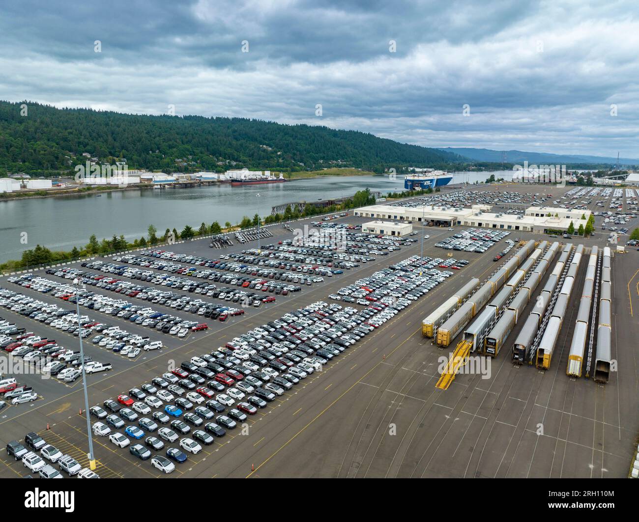 Imported auto storage and transfer yard where cars arrive by ship and ...