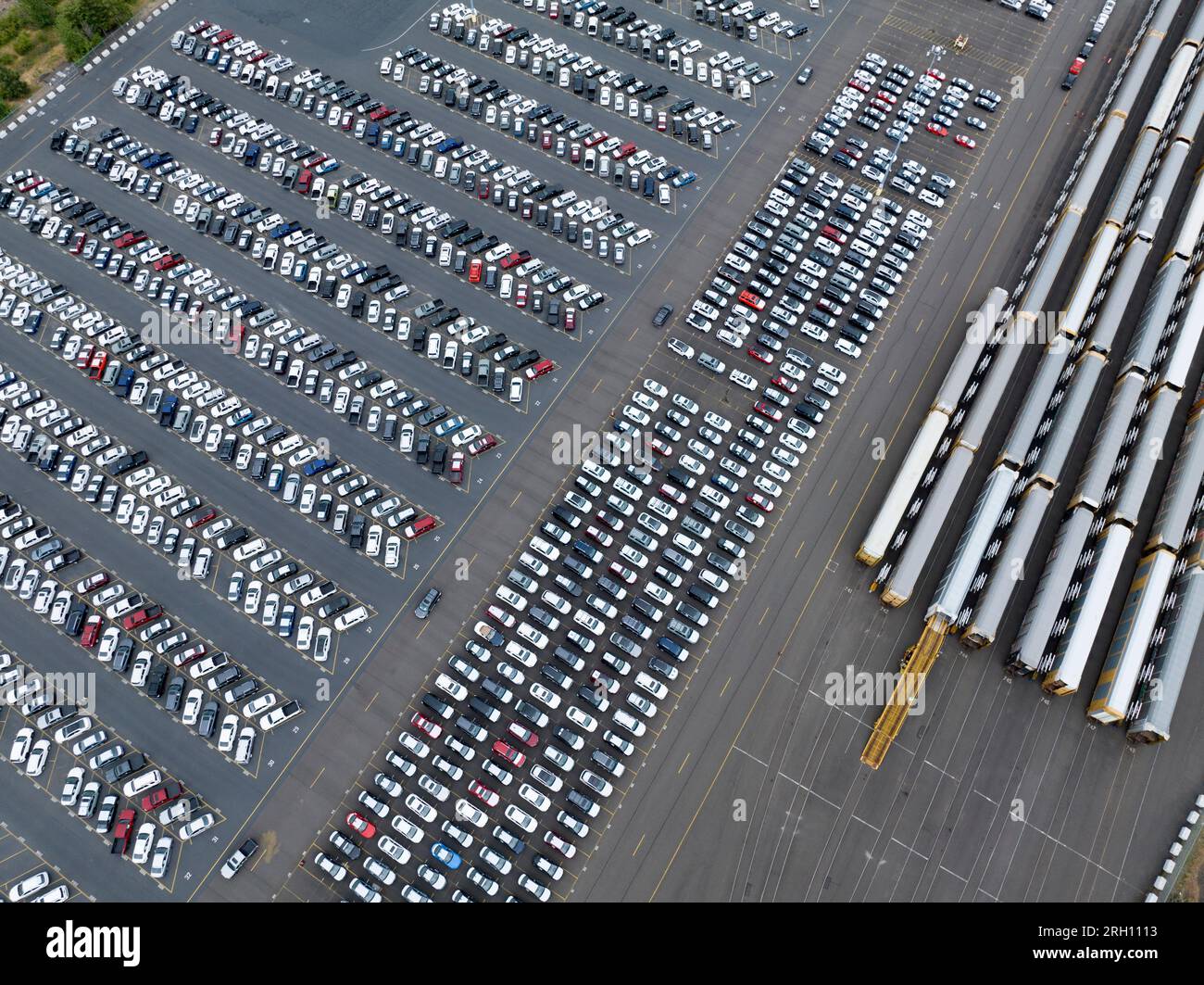 Imported auto storage and transfer yard where cars arrive by ship and ...