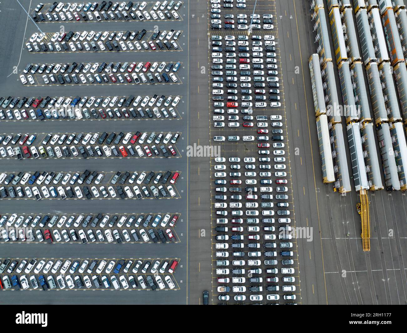 Imported auto storage and transfer yard where cars arrive by ship and ...