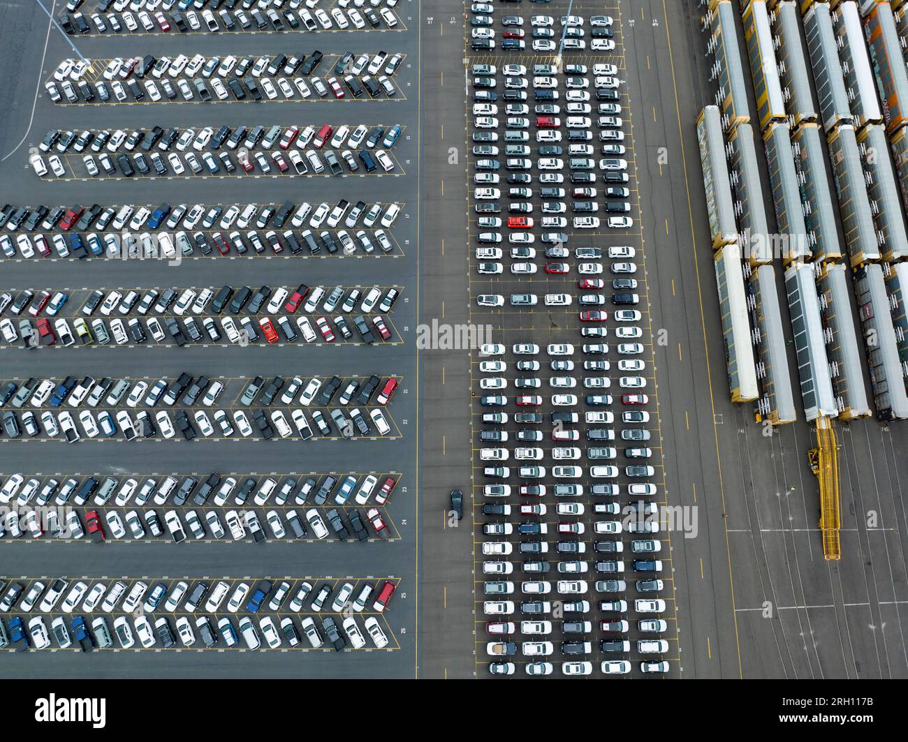 Imported auto storage and transfer yard where cars arrive by ship and ...
