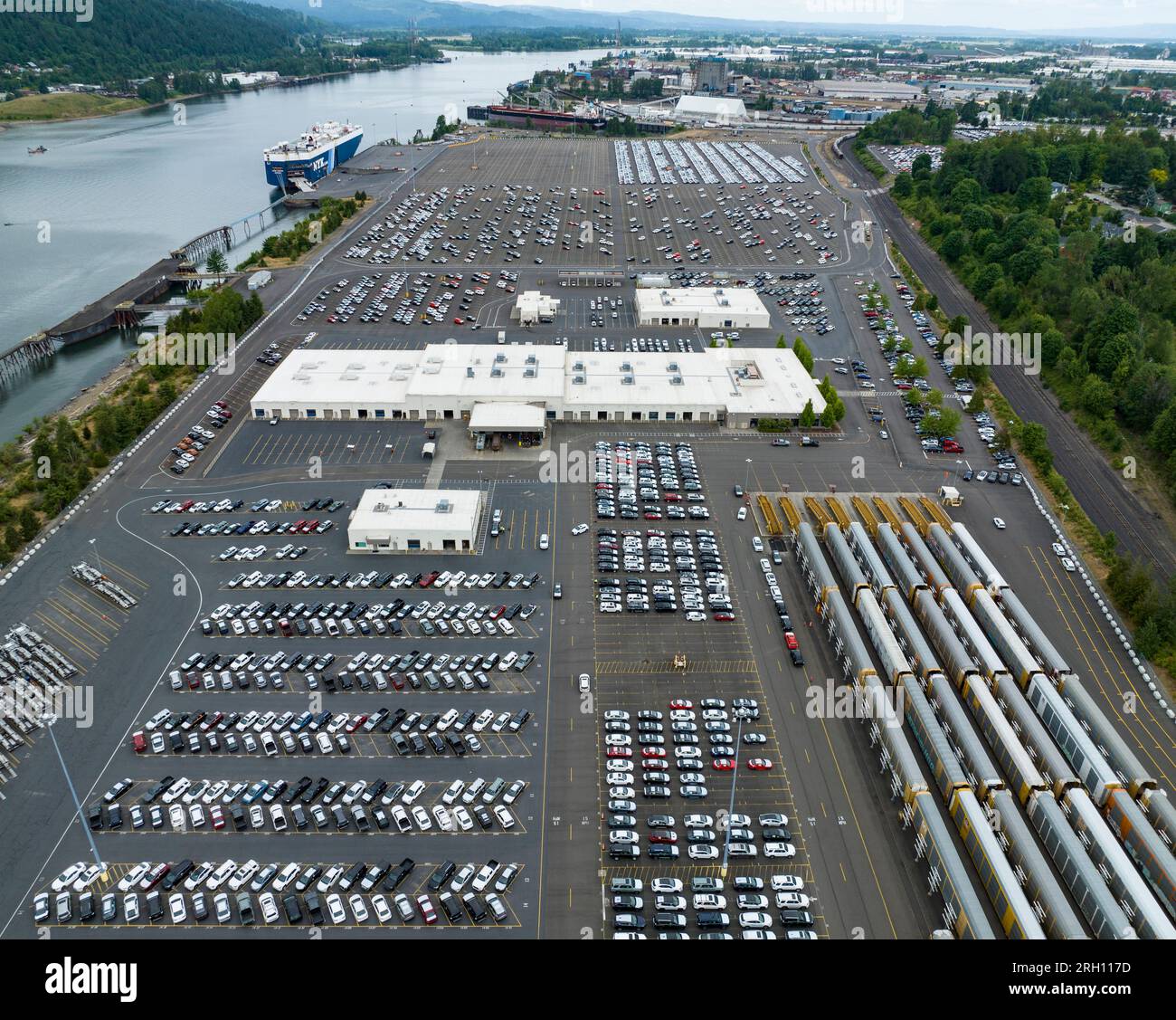 Imported auto storage and transfer yard where cars arrive by ship and ...