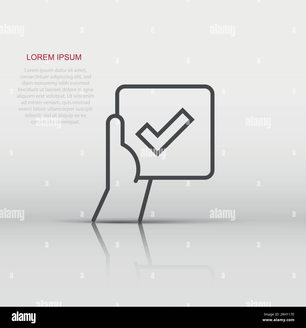 People hand with check mark icon in flat style. Accept vector ...