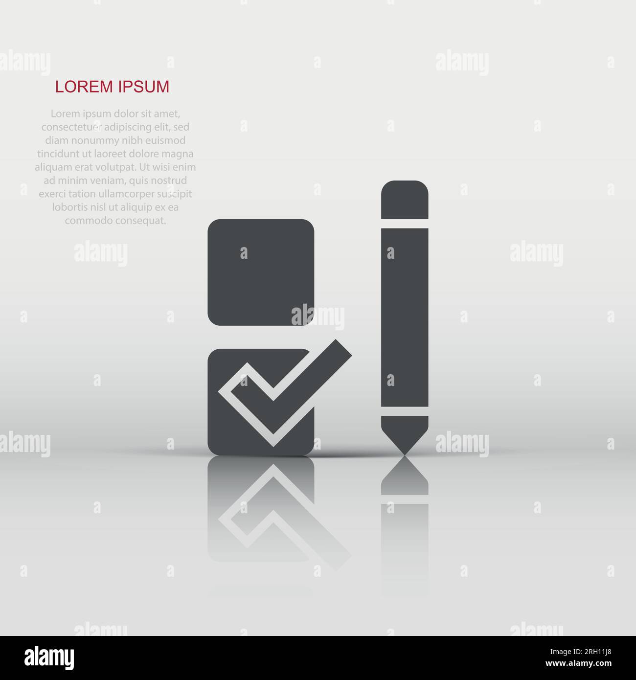 Checklist document icon in flat style. Survey vector illustration on ...
