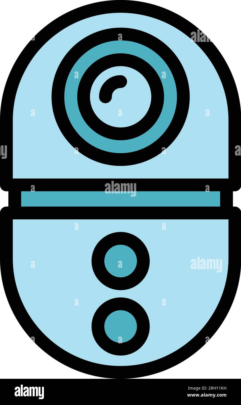 Screen Video Intercom Icon Outline Vector Door System Entrance Control Color Flat Stock Vector