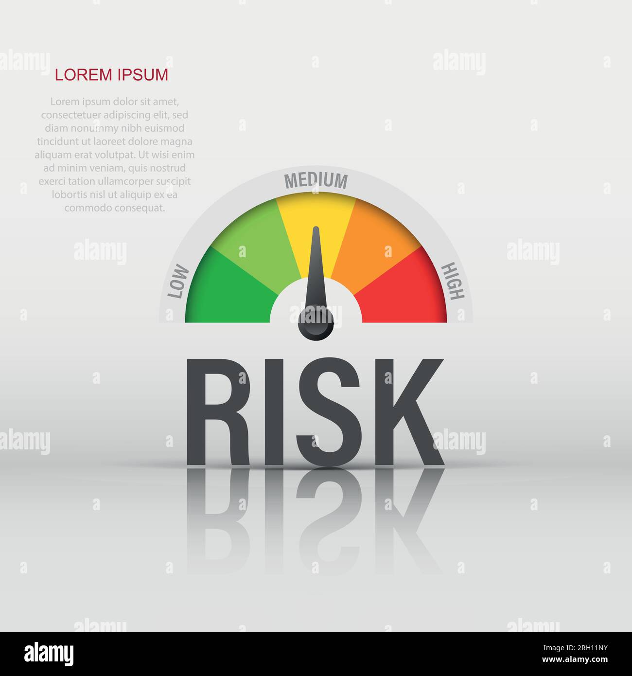 Risk meter icon in flat style. Rating indicator vector illustration on white isolated background ...