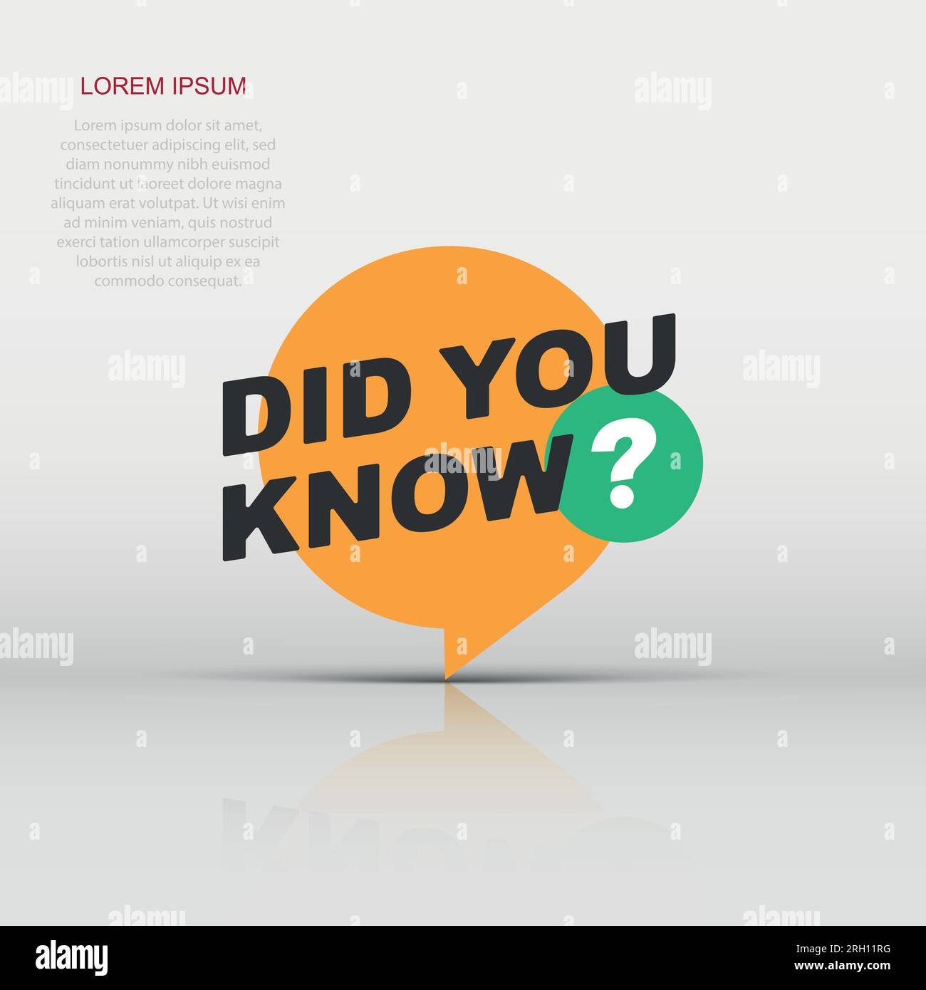 Did you know icon in flat style. Banner interesting facts vector illustration on isolated ...