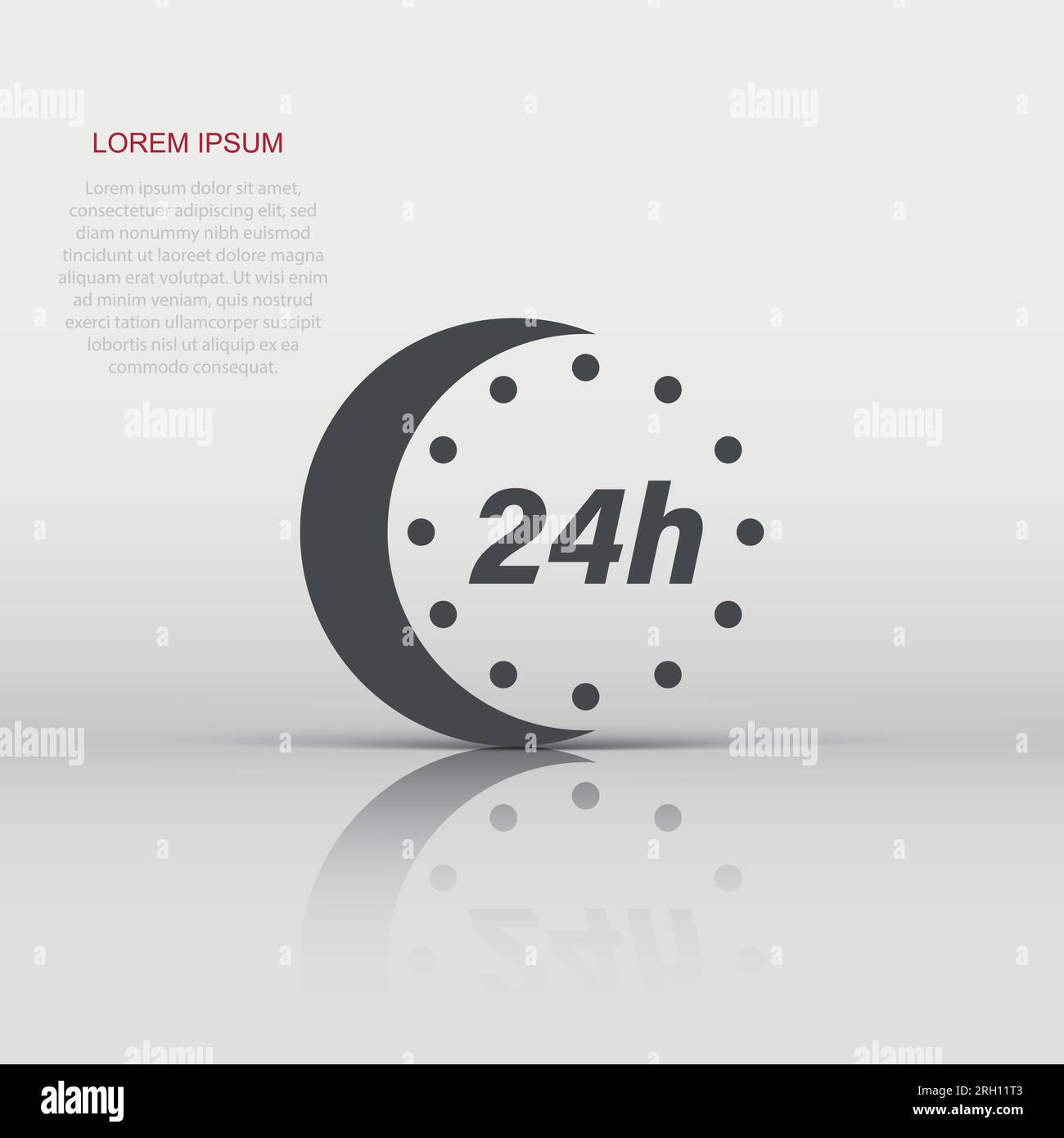 24 hour clock icon in flat style. Timer countdown vector illustration ...