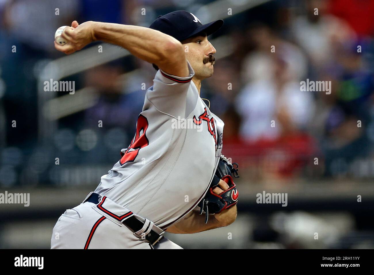 Atlanta Braves pitcher Spencer Strider throws against the New York Mets ...