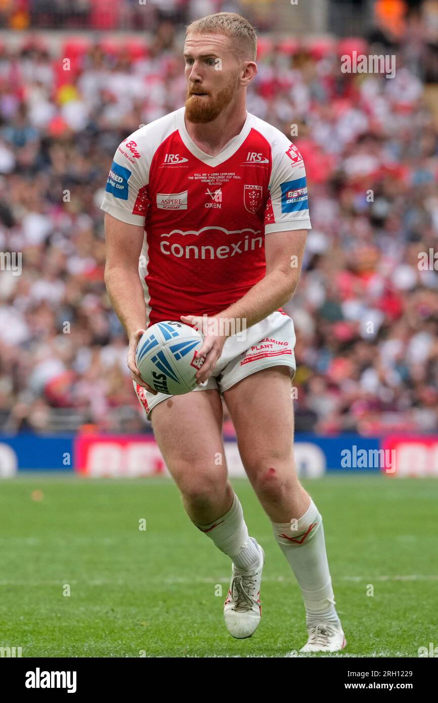 Rowan Milnes #21 of Hull KR sets to chip the ball during the Betfred ...