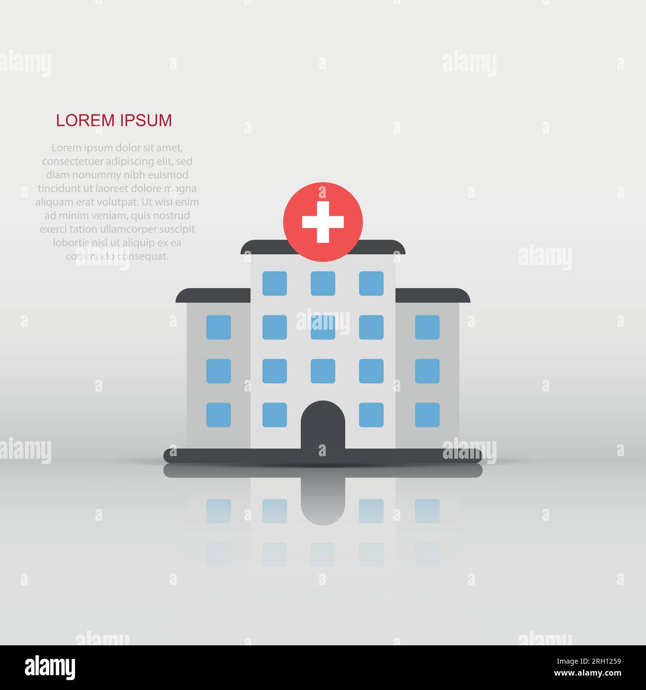 Hospital building icon in flat style. Medical clinic vector ...