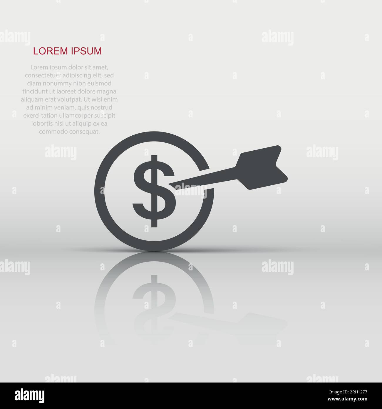 Darts target with dollar icon in flat style. Budget deposit vector ...