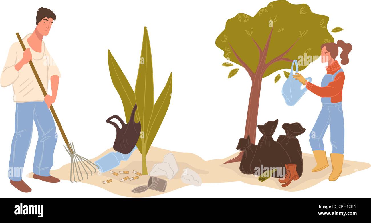 Volunteers cleaning park from trash and litter Stock Vector Image & Art ...