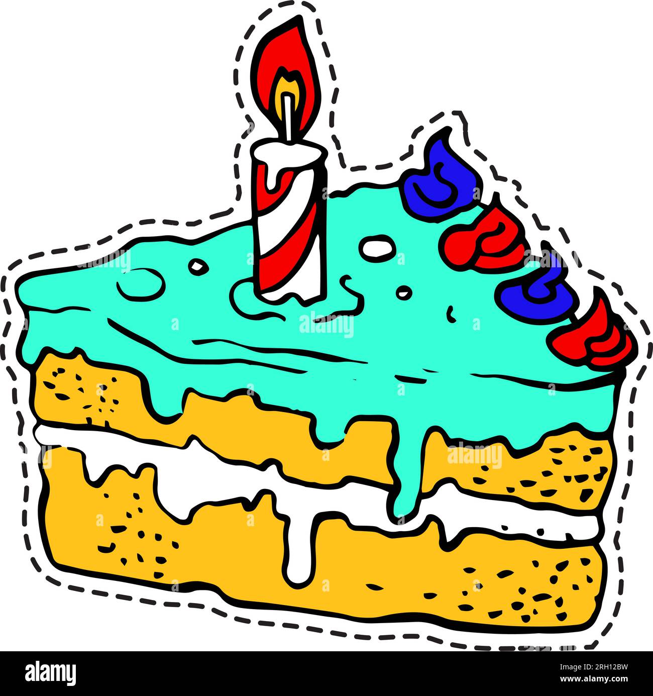 Birthday cake with candle, sticker or icon vector Stock Vector Image ...