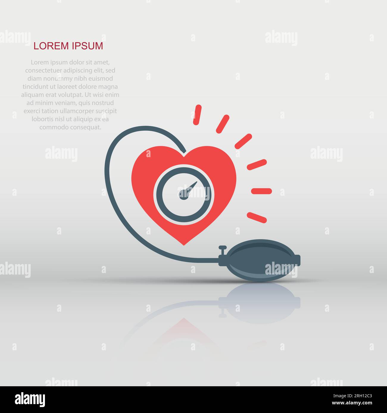 Arterial blood pressure icon in flat style. Heartbeat monitor vector ...