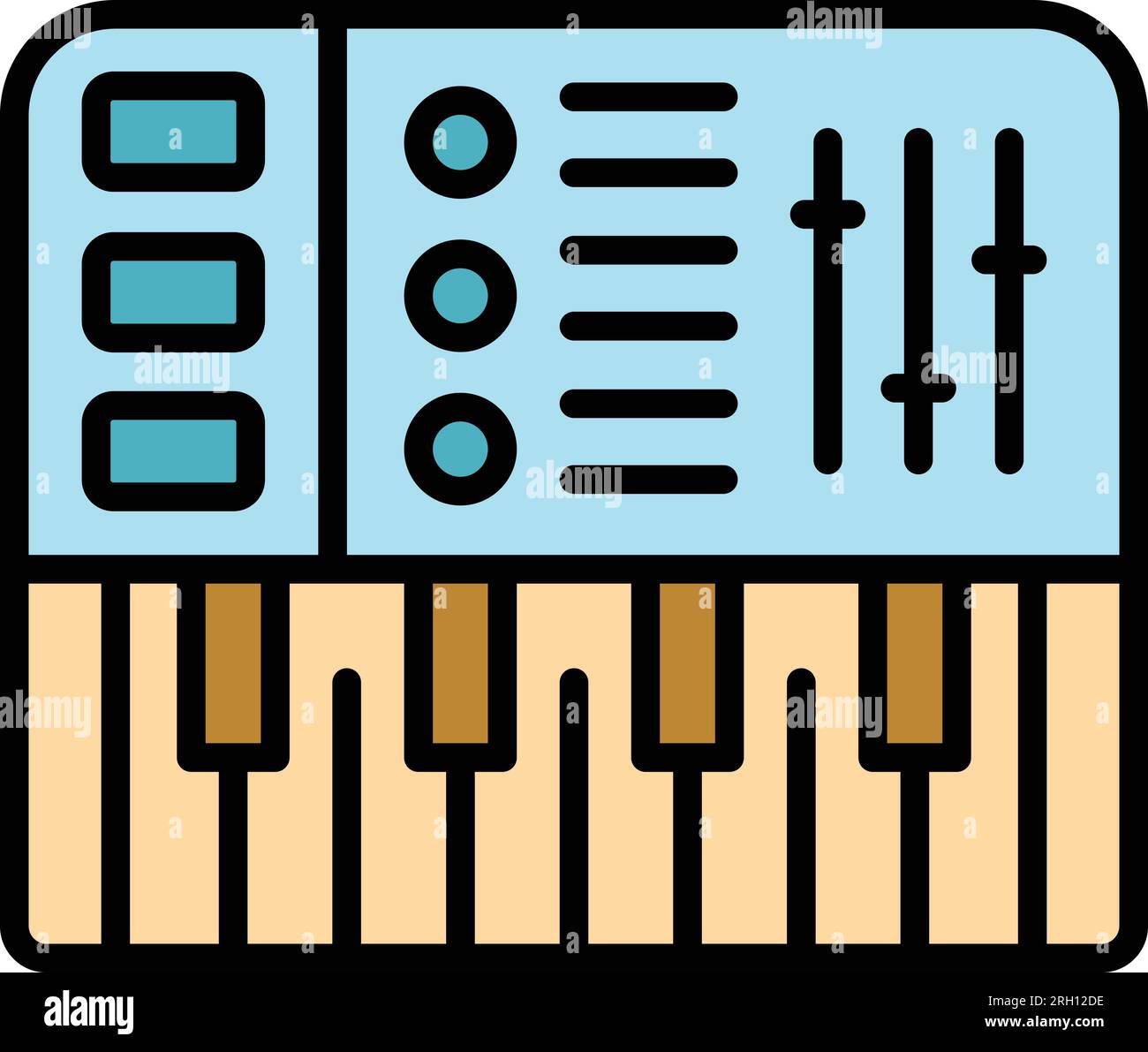 Dj synthesizer icon outline vector. Music piano. Audio techno color ...