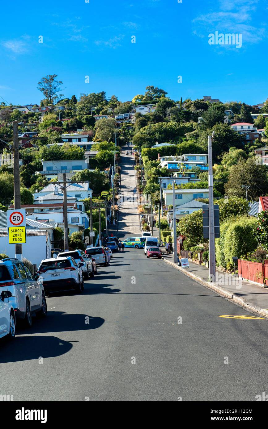 Baldwin Street, steepest street in the World, Dunedin, Otago Peninsula ...