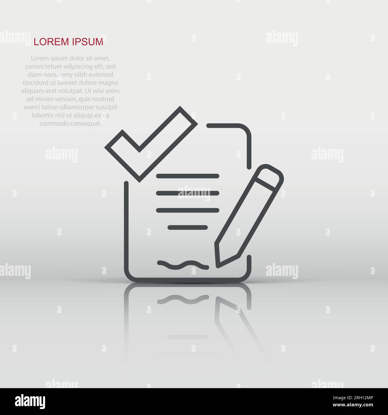 Document checklist icon in flat style. Report vector illustration on ...