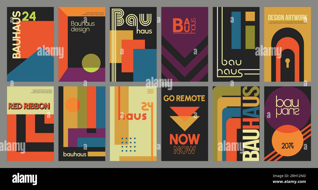 Abstract posters. Geometric vintage design, colorful graphic shapes ...