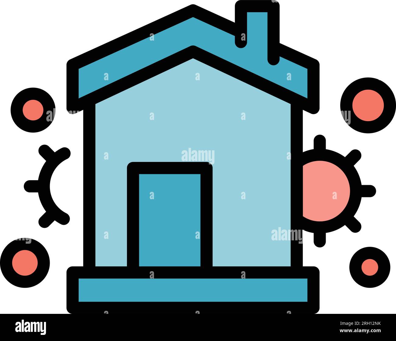 House self isolation icon outline vector. Virus quarantine. Social stay ...