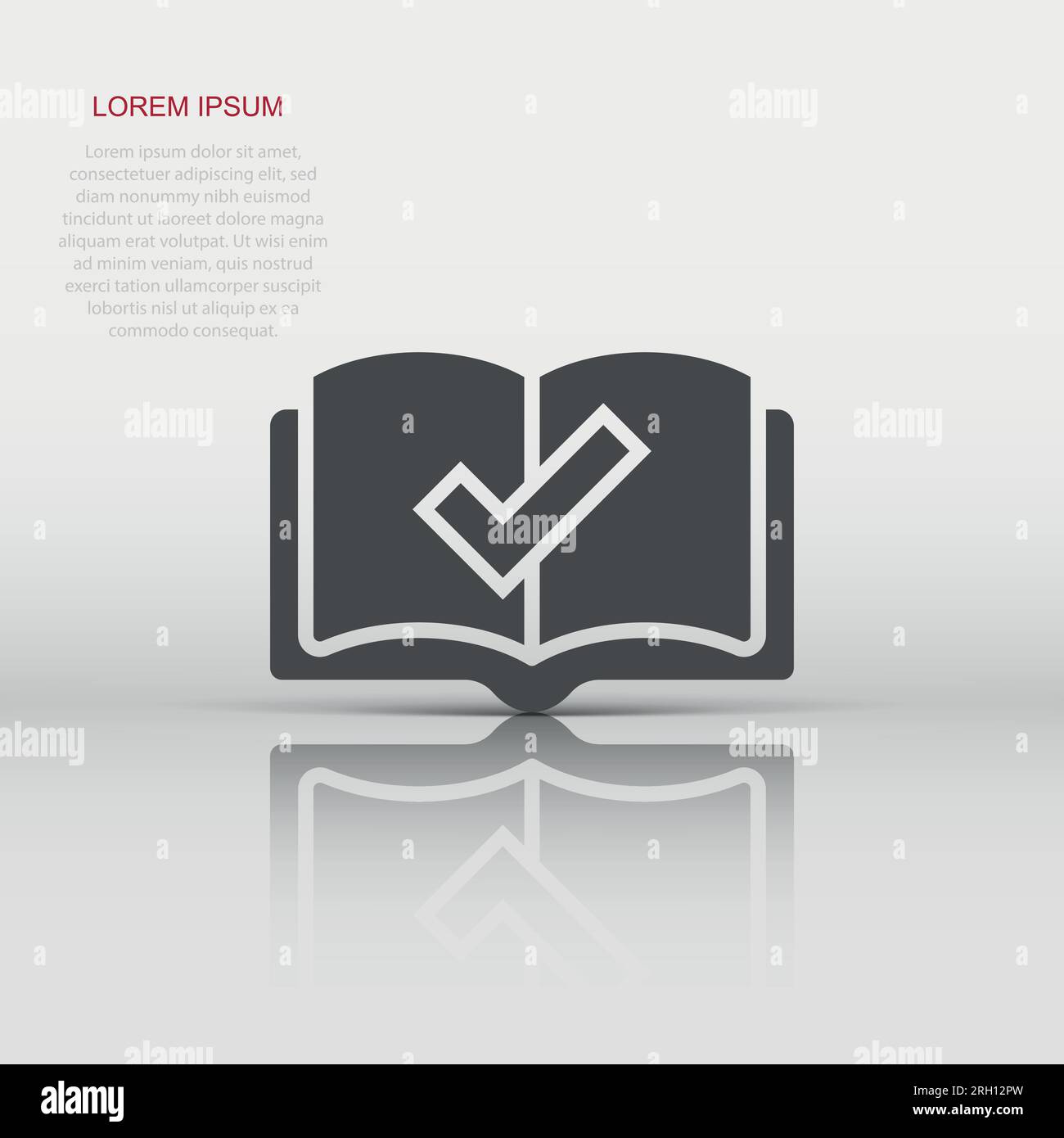 Book check mark icon in flat style. Bookmark approval vector ...