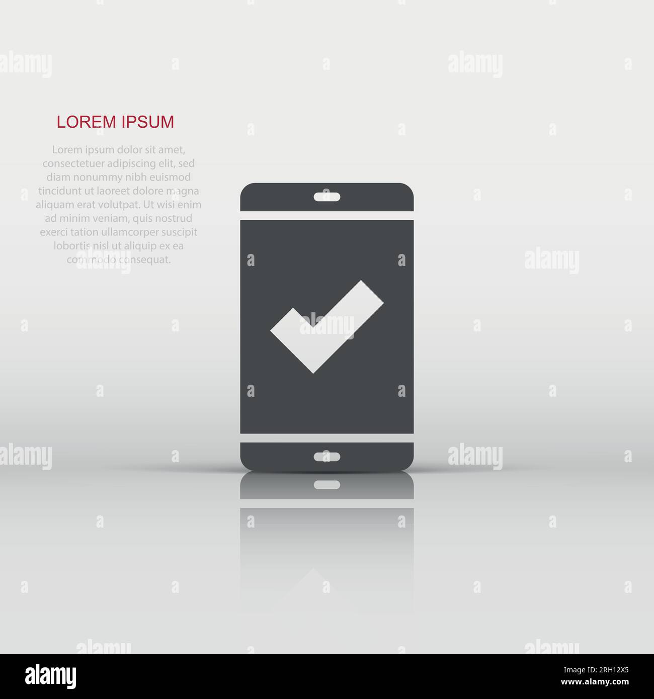 Phone check mark icon in flat style. Smartphone approval vector ...