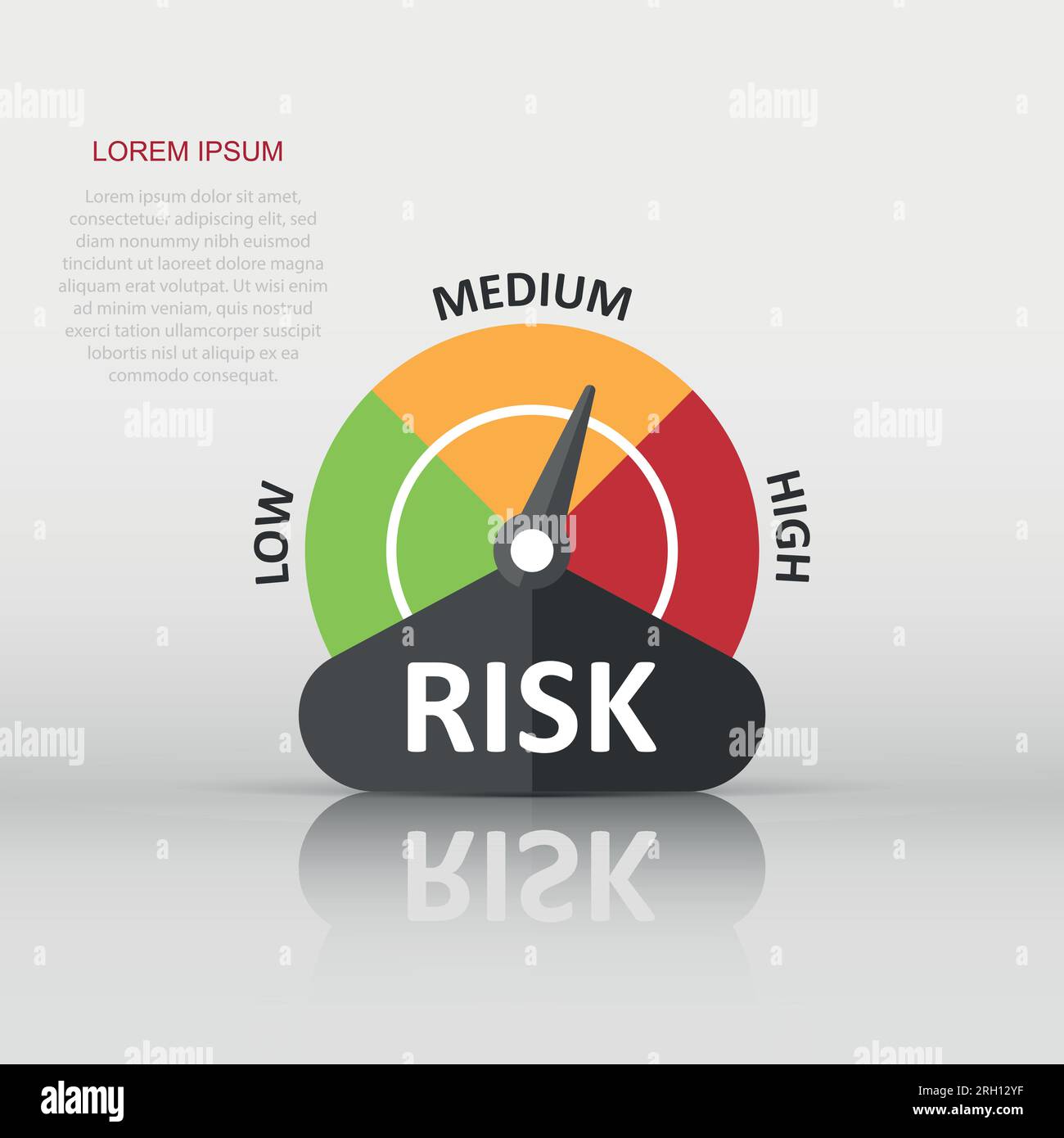 Risk meter icon in flat style. Rating indicator vector illustration on white isolated background ...