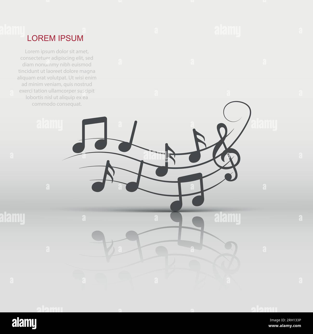 Music note icon in flat style. Song vector illustration on white ...