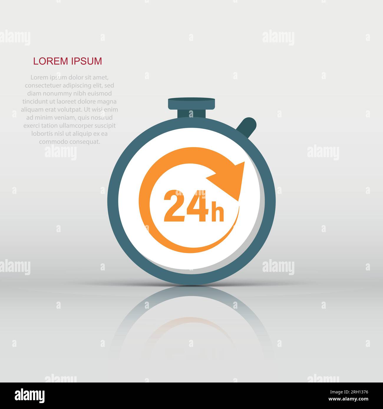 24 hours service icon in flat style. All day business and service ...