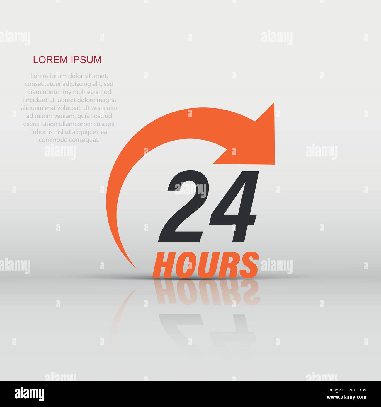 24 hours service icon in flat style. All day business and service ...