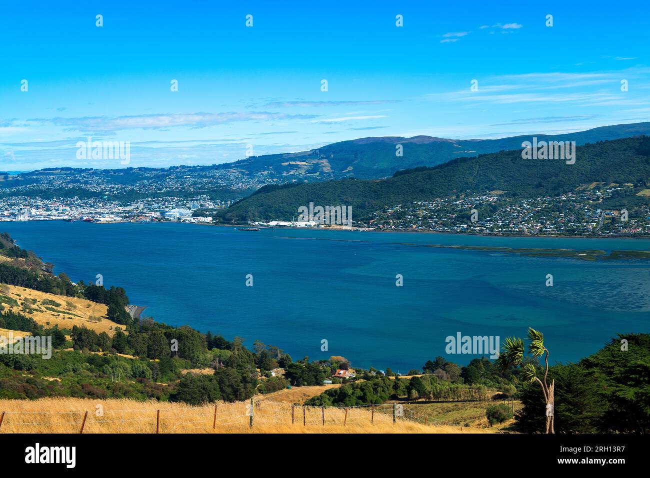 Otago Harbour view from Highcliff road Overlook, Otago Peninsula ...