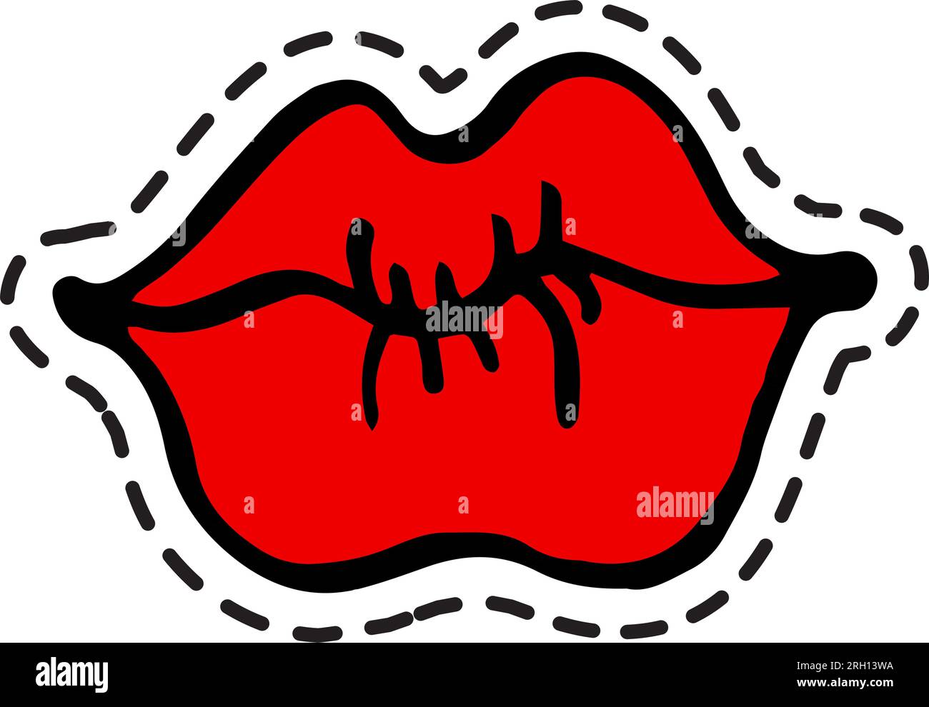 Kissing Lips Romantic Feelings Sticker Or Icon Stock Vector Image And Art Alamy