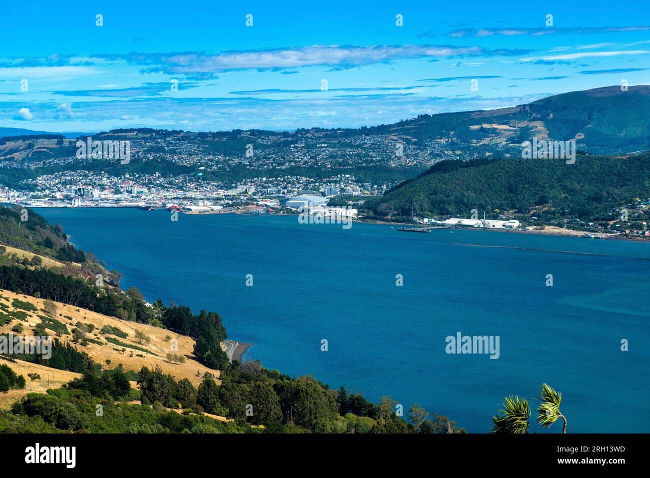 Otago Harbour view from Highcliff road Overlook, Otago Peninsula ...