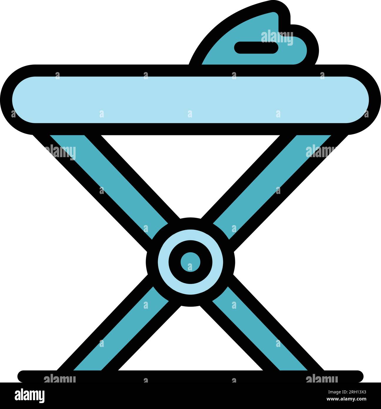 Ironing Board Icon Outline Vector Iron Table Cloth Steam Color Flat