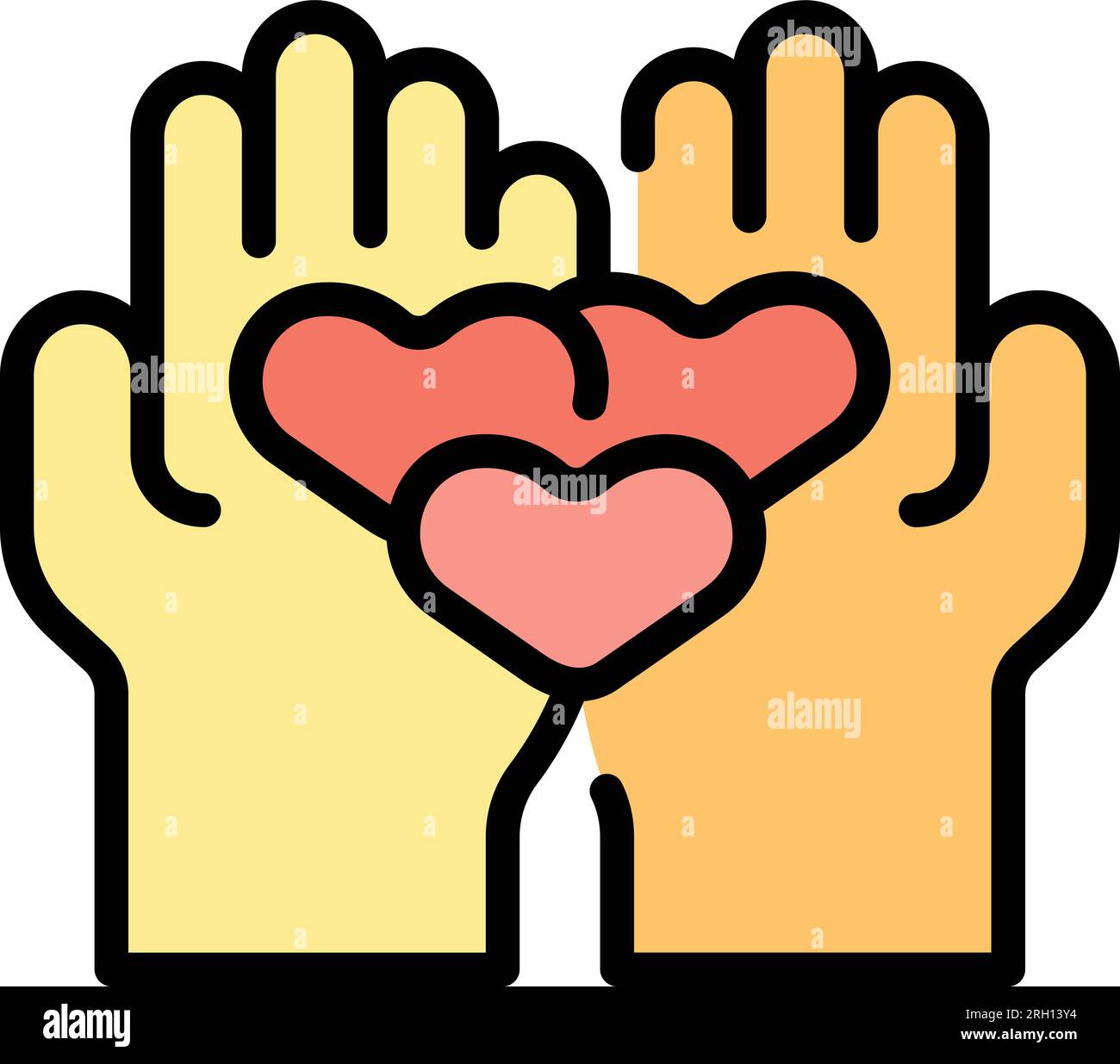 Charity care icon outline vector. Event donate. Family hand color flat ...