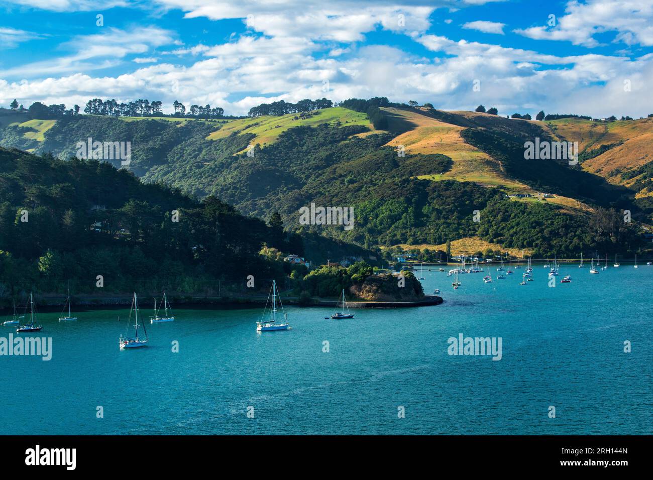 Rocky Point and Deborah Bay, Otago Harbour, Dunedin, South Island, New ...