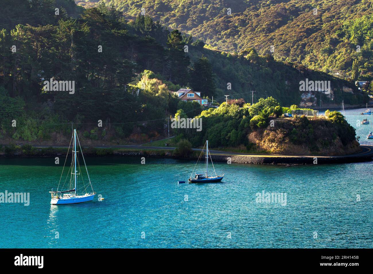 Rocky Point and Deborah Bay, Otago Harbour, Dunedin, South Island, New ...