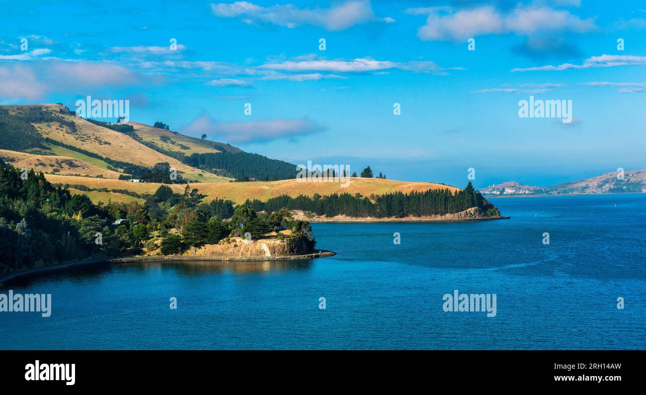 Rocky Point and Deborah Bay, Otago Harbour, Dunedin, South Island, New ...