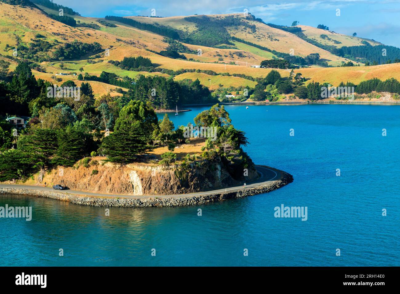 Rocky Point and Deborah Bay, Otago Harbour, Dunedin, South Island, New ...