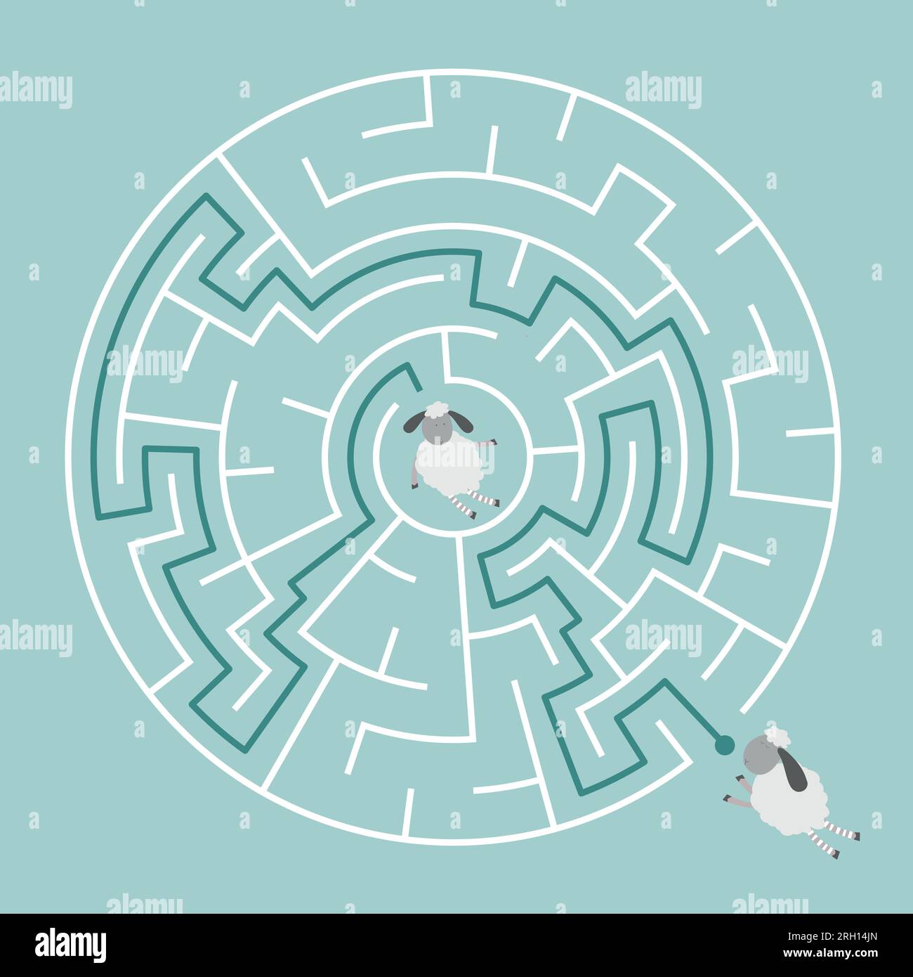 Vector circle maze isolated on green background. Education logic game ...