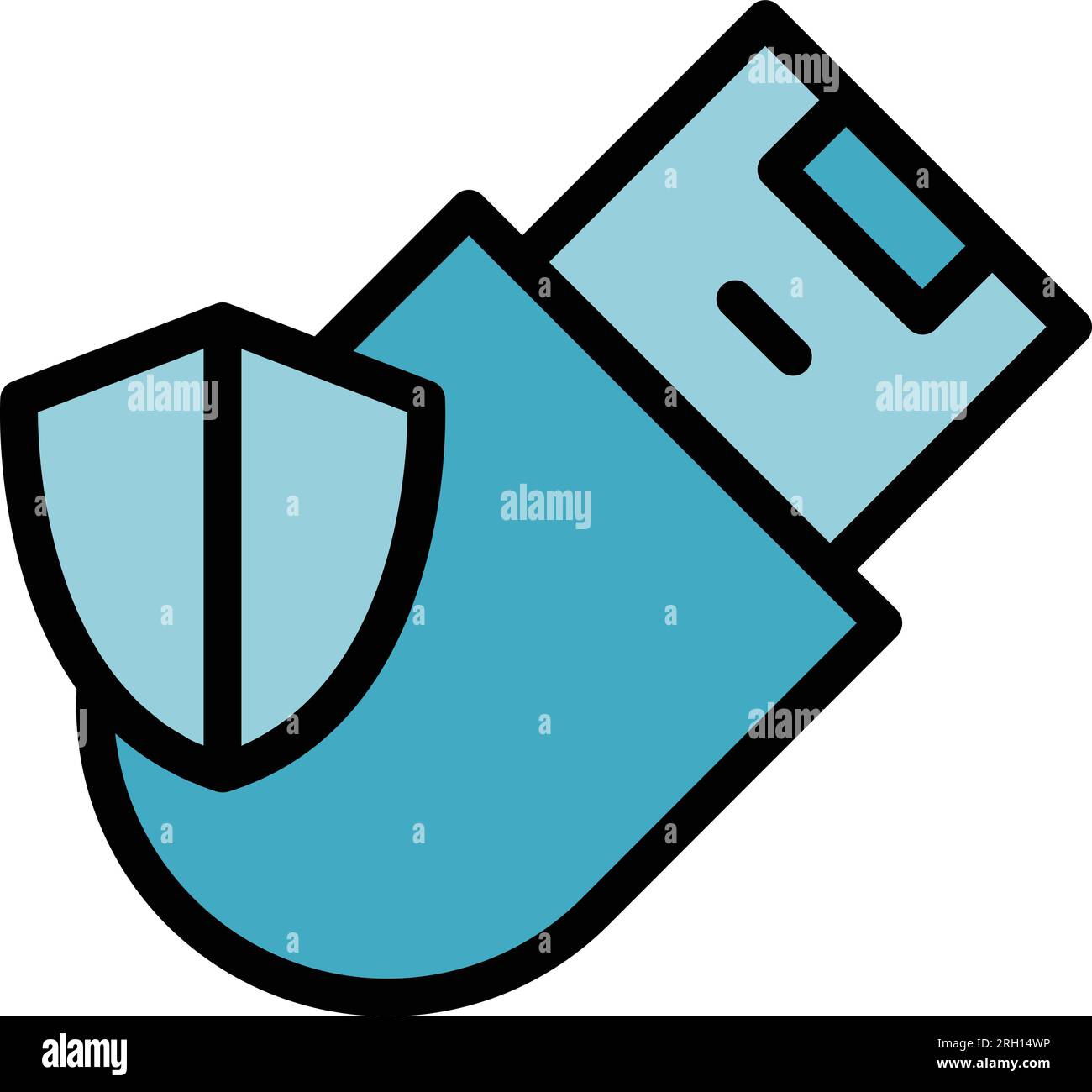 Secured usb flash icon outline vector. Data secure. Safety firewall ...