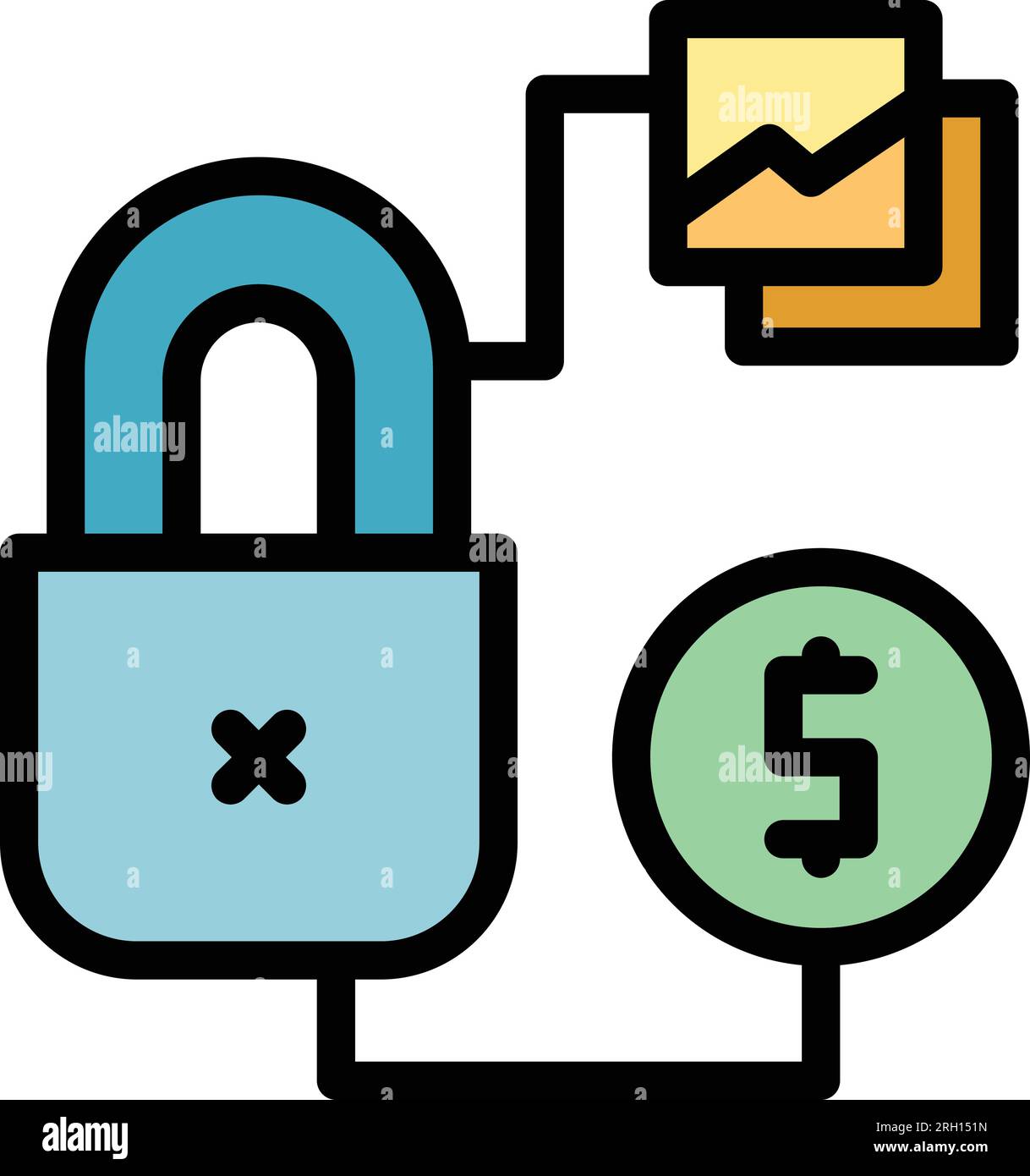 Digital Lock Antivirus Icon Outline Vector Safety Firewall Login Protect Color Flat Stock