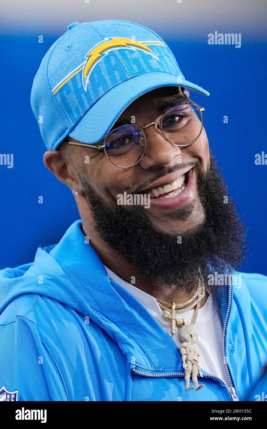 Los Angeles Chargers wide receiver Keenan Allen smiles on the field ...