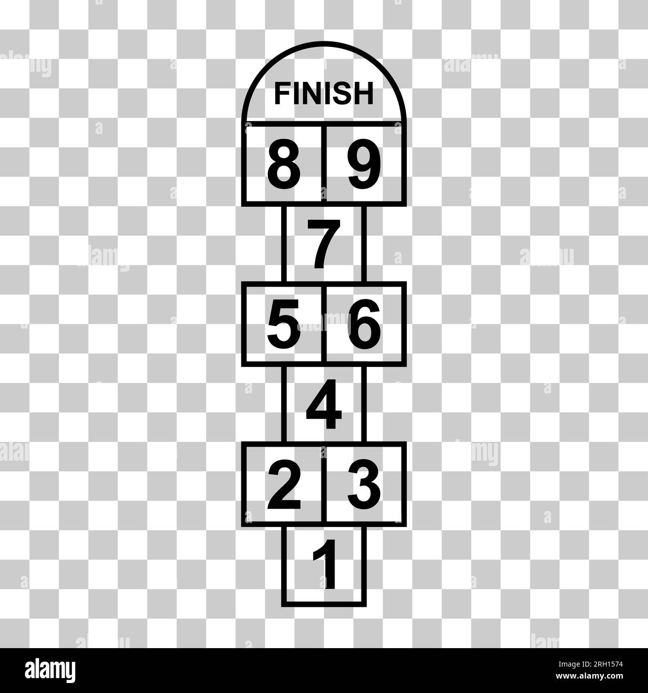 Hopscotch outdoor icon, fun play jump active game kid, street vector ...