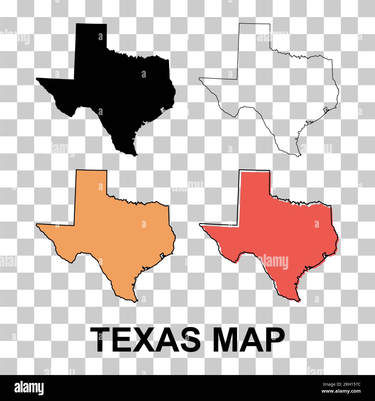 Set of Texas map shape, united states of america. Flat concept vector ...