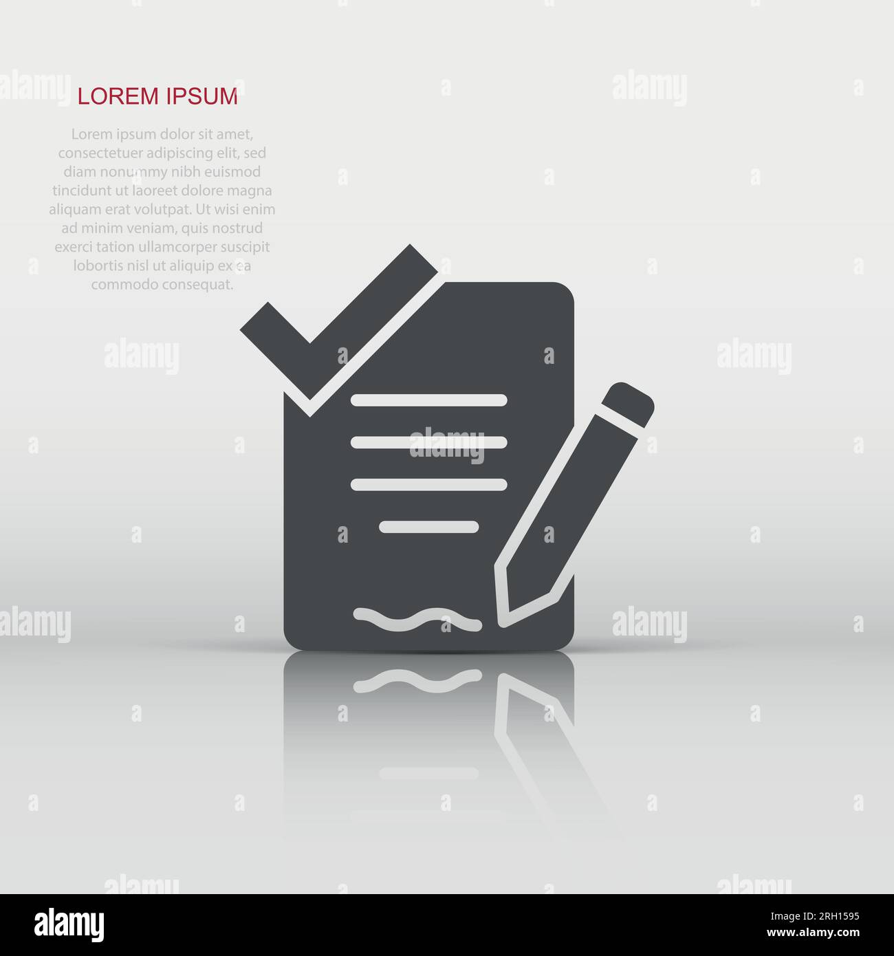 Document checklist icon in flat style. Report vector illustration on ...