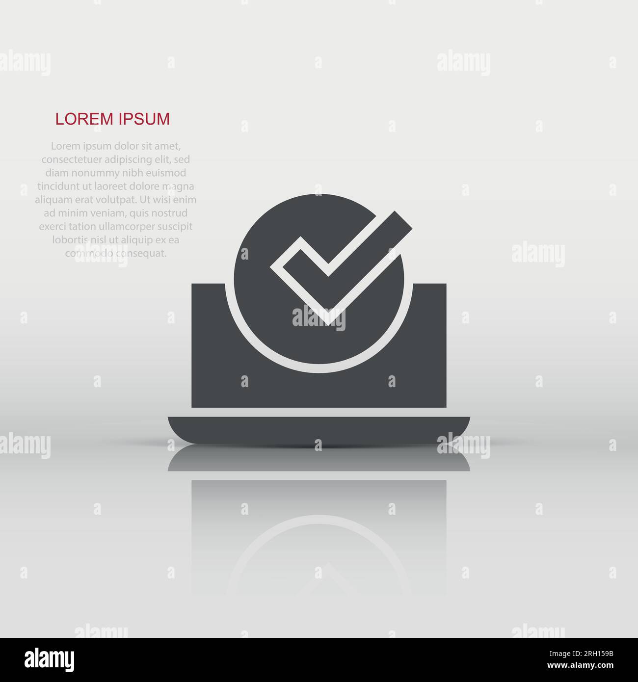Laptop check mark icon in flat style. Computer approval vector illustration on white isolated ...